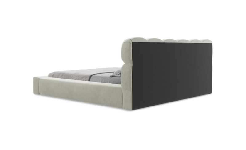 Tapicerowane łóżko z pojemnikiem LaMiaSofa Kahu Aksamit 180x200 Jasny ...