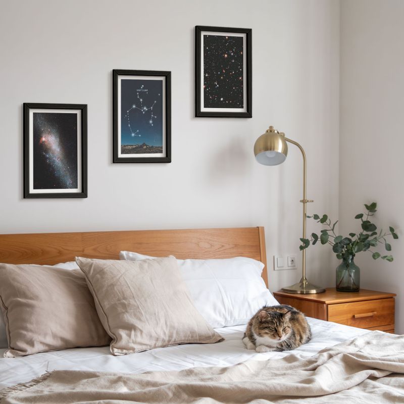 Trzy obrazy w czarnej ramie zestaw Tulup 20x30 cm Galaktyki konstelacje ...