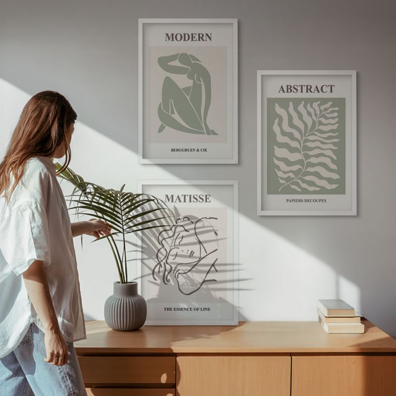 Trzyczęściowy Zestaw Obrazów ArtPrintCave 40x60 cm Biała rama Stylowe ...