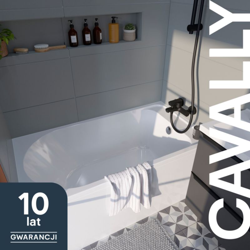 Wanna akrylowa GoodHome Cavally 130 x 70 cm biała