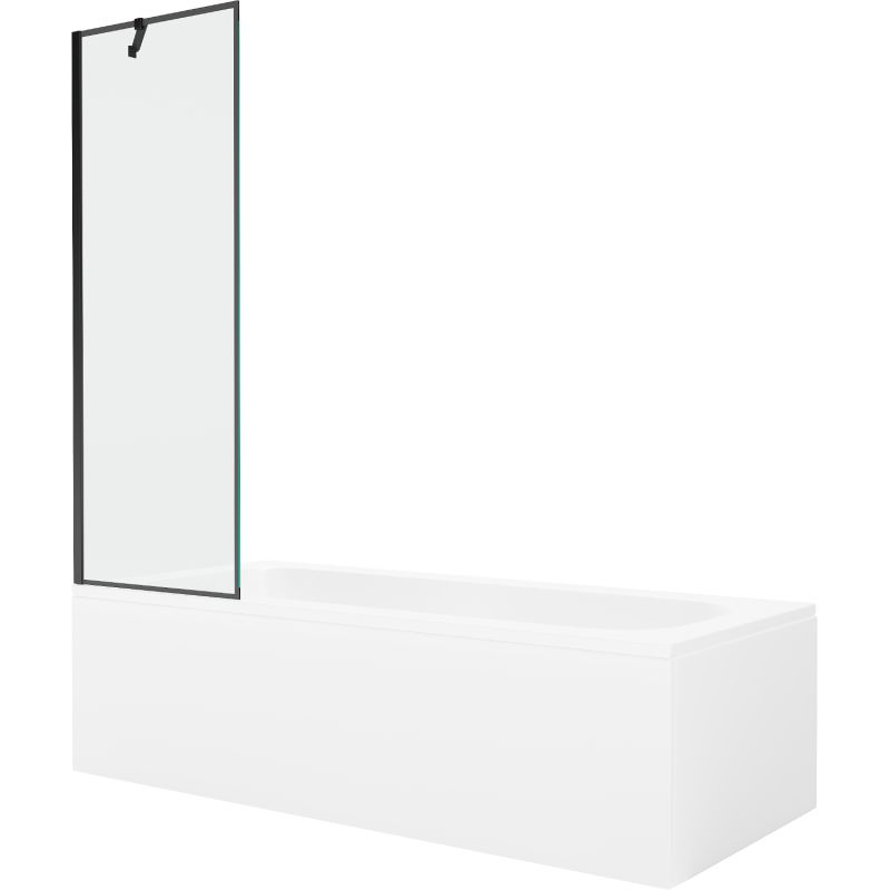 Wanna prostokątna Mexen Vega 150 x 70 cm z obudową i parawanem 1-skrzydłowym 60 cm czarny wzór 1 ...