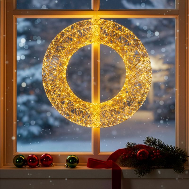 Wieniec świąteczny Springos LED dekoracja świetlna na drzwi 45 cm ...