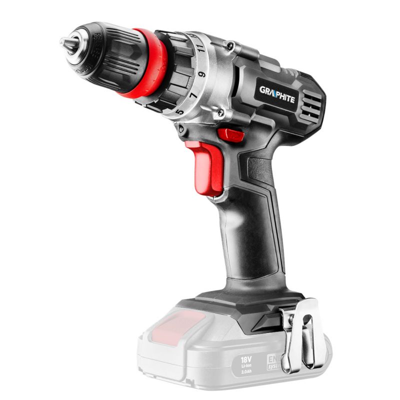 Wiertarko-wkrętarka akumulatorowa GRAPHITE Energy+ 18V, Li-Ion, zdejmowany uchwyt 10 mm, bez ...