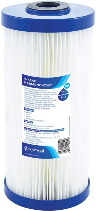 Wkład harmonijkowy Klarwod do filtra BB10 EL 5 mikronów | Majsterkowanie w Castoramie