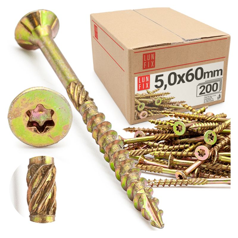 Wkręty ciesielskie Lun Fix z łbem stożkowym 5x60mm 200szt.