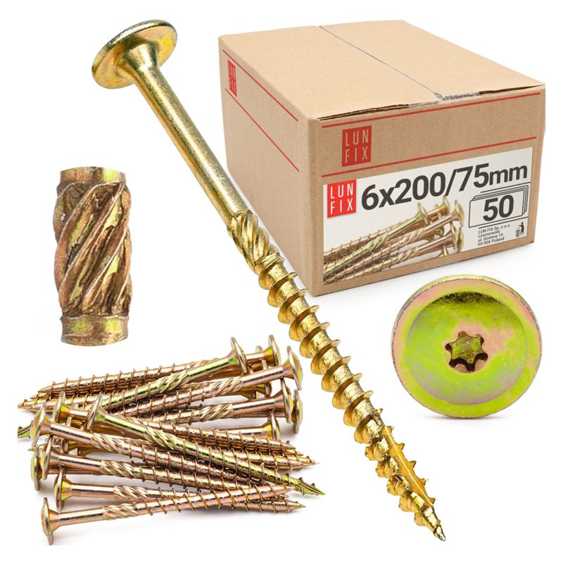 Wkręty ciesielskie Lun Fix z łbem talerzowym 6x200mm 50szt.