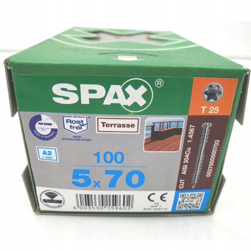 Wkręty Tarasowe Nierdzewne Spax 5x70mm Srebro-Inox 100Sszt. | Majsterkowanie w Castoramie