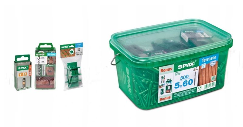 Wkręty tarasowe Spax-D do drewna 5x60mm A2 TX25 Bonus Box 500szt. | Majsterkowanie w Castoramie