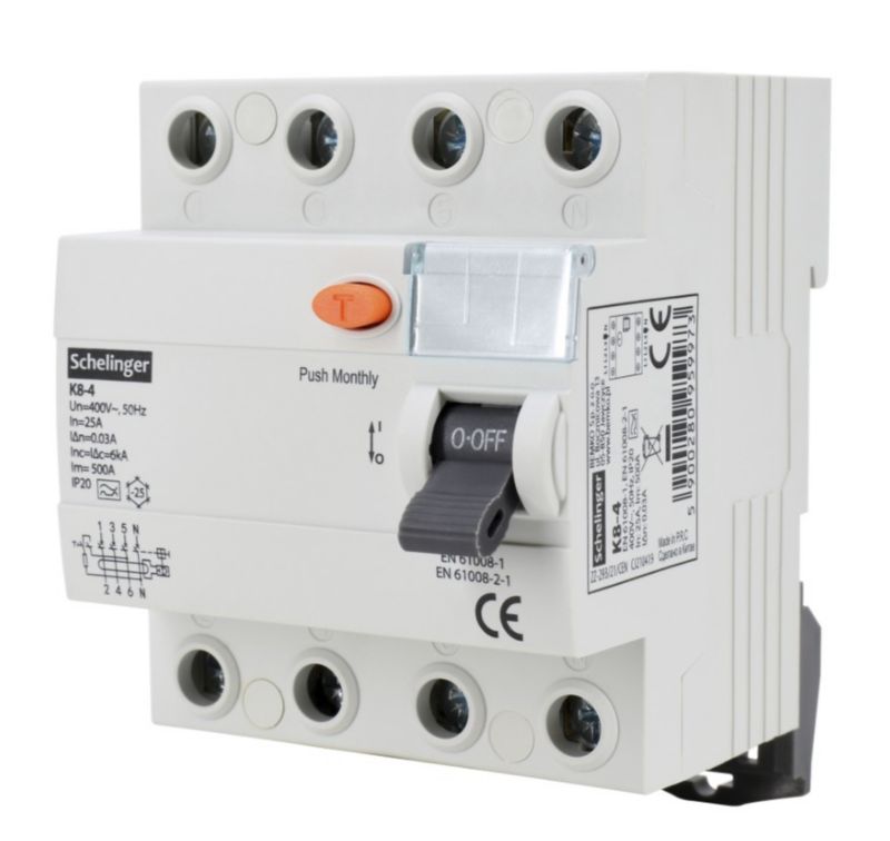 Wyłącznik BEMKO różnicowoprądowy 4P 25A 30mA A SCHELINGER A03-K8-4-25-030 1szt.