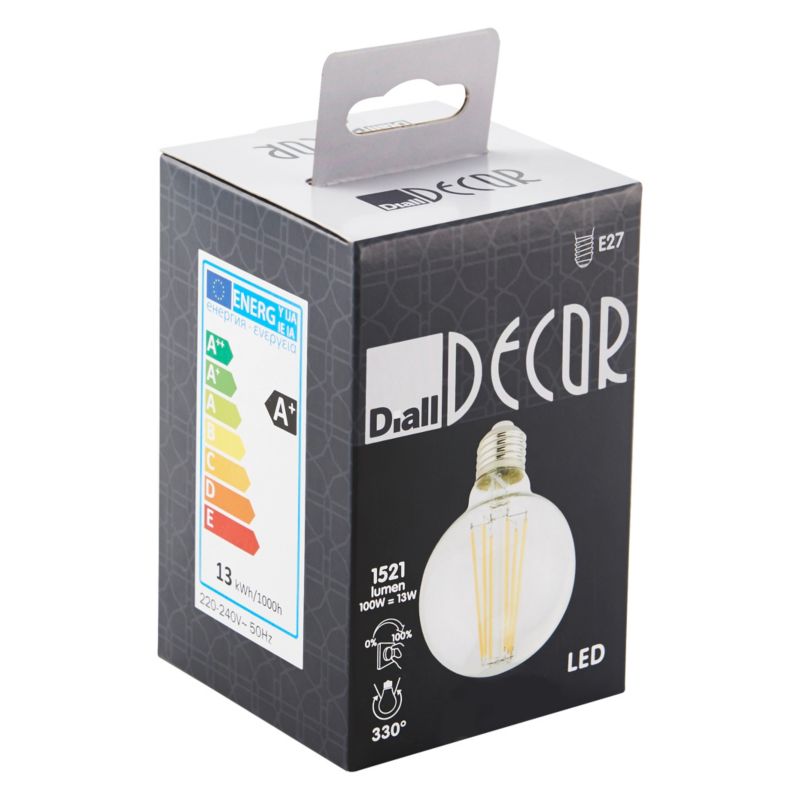 Żarówka dekoracyjna LED Diall E27 13 W 1521 lm przezroczysta barwa ... Żarówka dekoracyjna LED Diall E27 13 W 1521 lm przezroczysta barwa ...