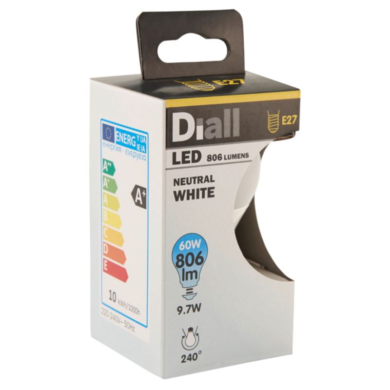 Żarówka LED Diall A60 E27 9,7 W 806 lm mleczna barwa neutralna ...