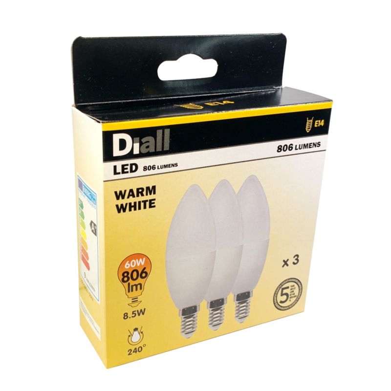 Żarówka LED Diall C37 806 lm E14 2700 K 3 szt. | Majsterkowanie w ...