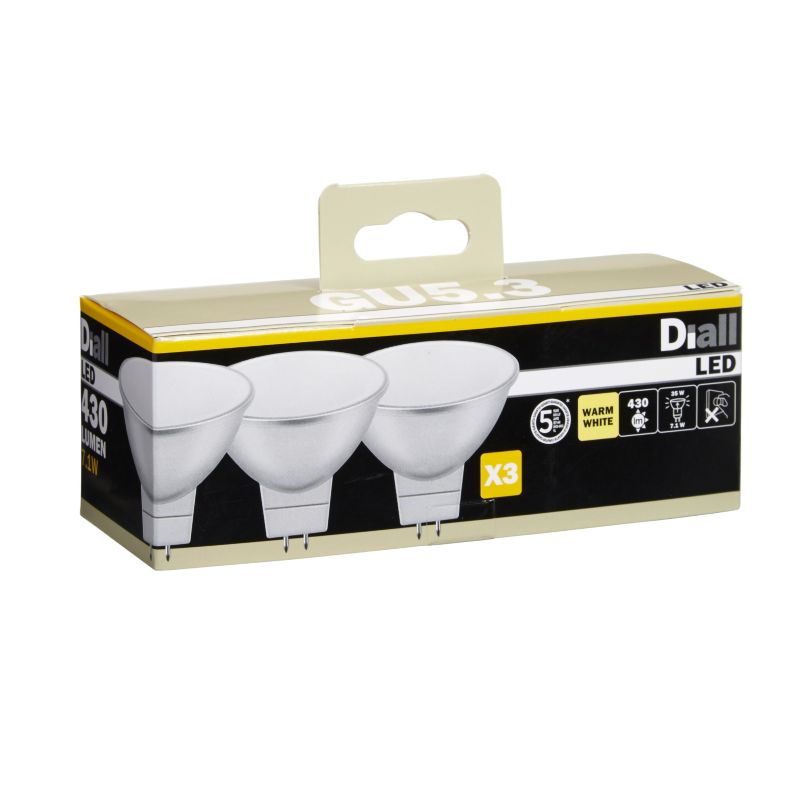 Żarówka LED Diall GU5.3 7,1 W 430 lm mleczna barwa ciepła 3 szt ... Żarówka LED Diall GU5.3 7,1 W 430 lm mleczna barwa ciepła 3 szt ...