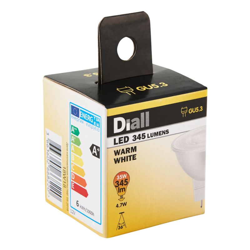 Żarówka LED Diall MR16/GU5.3 4,7 W 345 lm przezroczysta barwa ciepła ... Żarówka LED Diall MR16/GU5.3 4,7 W 345 lm przezroczysta barwa ciepła ...