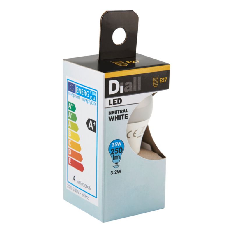 Żarówka LED Diall P45 E27 3,2 W 250 lm mleczna barwa neutralna ...