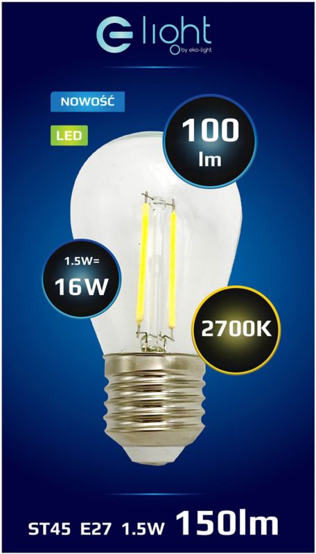 Żarówka LED Eko-Light Filament ST45 E27 100 lm 2700 K | Majsterkowanie ... Żarówka LED Eko-Light Filament ST45 E27 100 lm 2700 K | Majsterkowanie ...