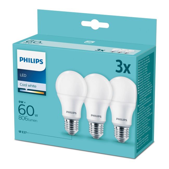 Żarówka LED Philips A60 E27 806 lm 4000 K 3 szt. | Majsterkowanie w Castoramie