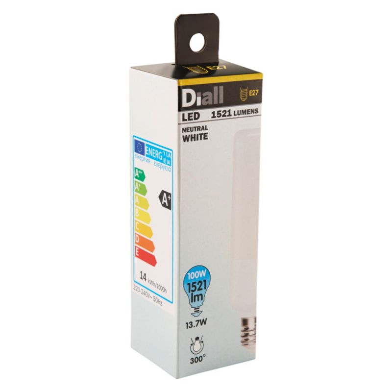 Żarówka LED stick Diall E27 13,7 W 1521 lm mleczna barwa neutralna ... Żarówka LED stick Diall E27 13,7 W 1521 lm mleczna barwa neutralna ...