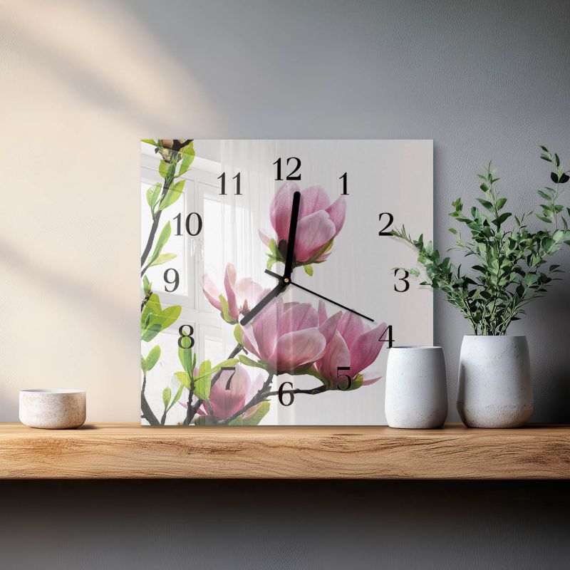 Zegar Ścienny Cichy Mechanizm Tulup 30x30 cm z Czarnymi Wskazówkami ...