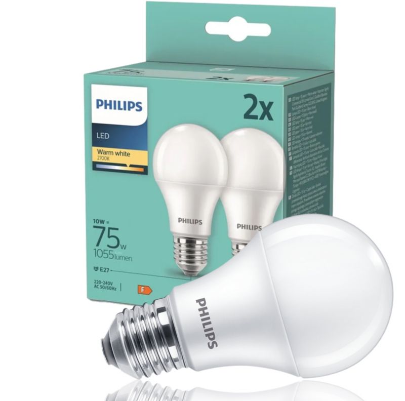 Zestaw 2x żarówka LED Philips 75W A60 E27 WW FR ND 2PF/6 DISC 1op. | Majsterkowanie w Castoramie