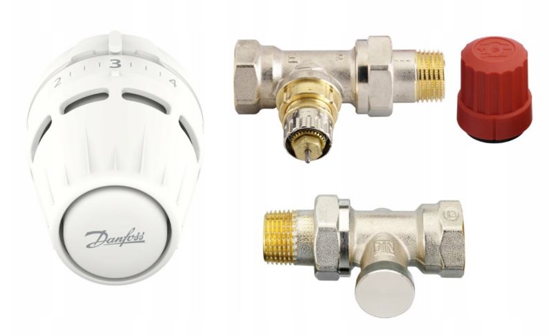 Zestaw 3-elementowy 1/2" RA-N+RLV-S z głowicą REGUS RA prosty Danfoss ...