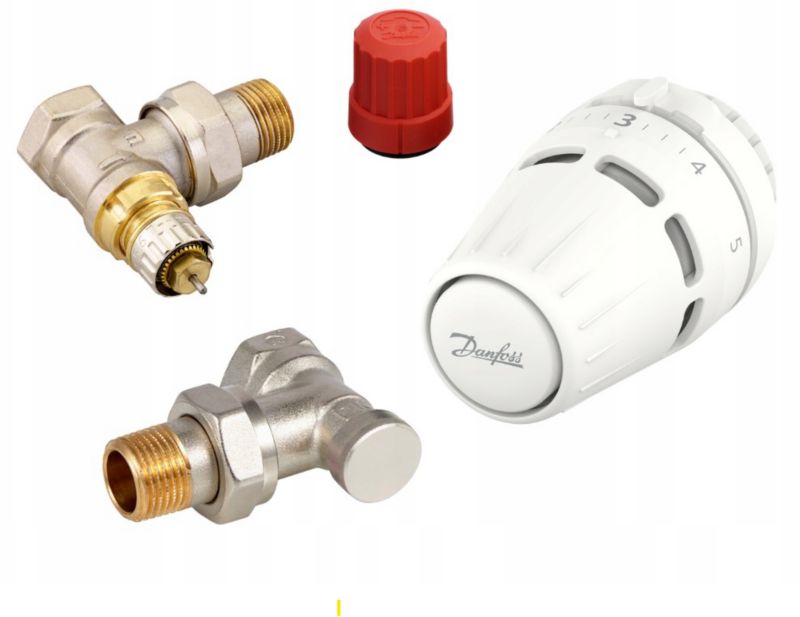 Zestaw 3-elementowy Danfoss 1/2" RA-N+RLV-S z głowicą REGUS RA kątowy 1 ...