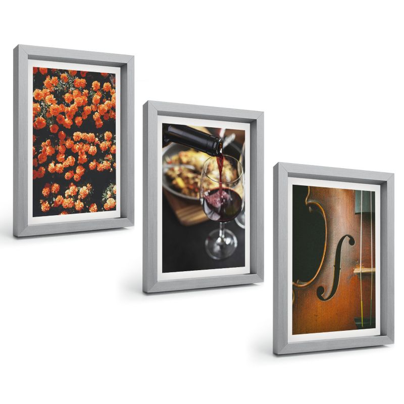 Zestaw 3 Obrazów w Srebrnej Ramie ArtPrintCave 20x30 cm Galeria Ścienna ...