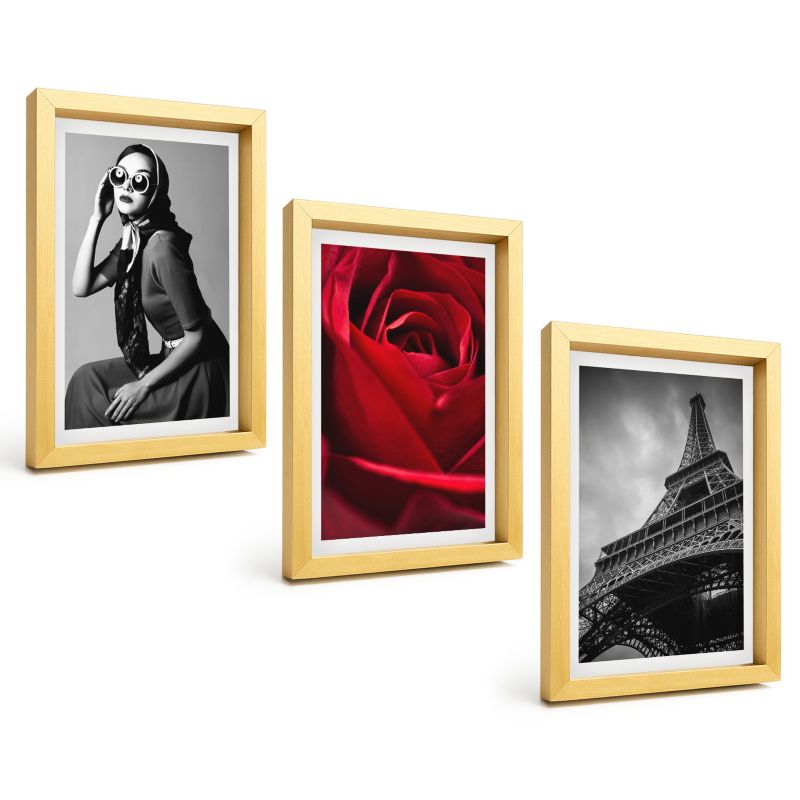 Zestaw 3 Obrazów w Złotej Ramie ArtPrintCave 20x30 cm Galeria Ścienna ...