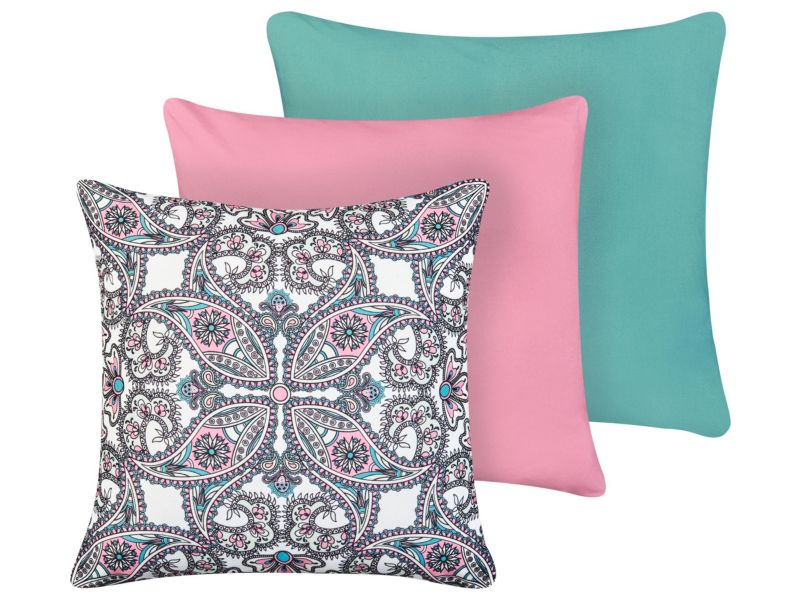 Zestaw 3 poduszek ogrodowych Tide Jednolity Wzór orientalny 45 x 45 cm Kolorowy 1 kpl ...