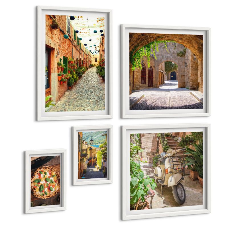 Zestaw 5 Obrazów ArtPrintCave (2x50x50+2x20x30+40x60cm) Biała rama ...