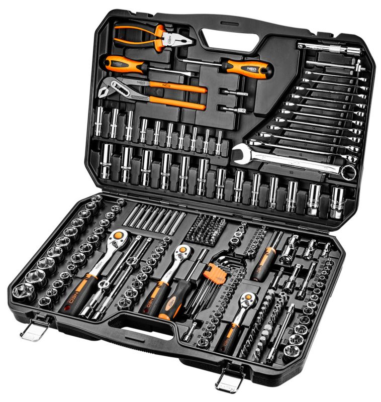 Zestaw kluczy nasadowych Neo Tools 1/2", 3/8", 1/4" CrV 233 elementy 1 kpl | Majsterkowanie w ...