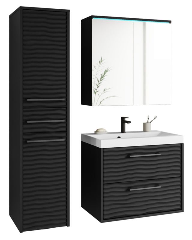 Zestaw mebli łazienkowych MINIO go for it YUKO 1 czarny grafit MDF wzór M4 1 kpl.