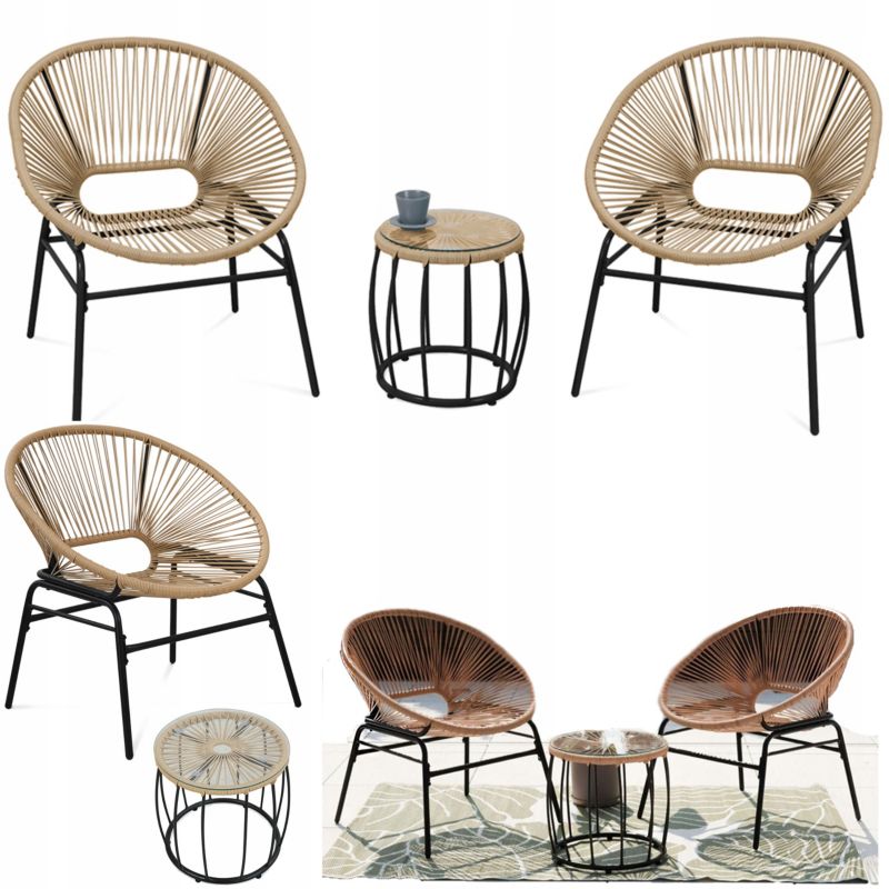 Zestaw Mebli Ogrodowych Focus Garden Balkonowych Maya Stolik 2x Krzesło Na Taras Balkon 2+1 1 ...