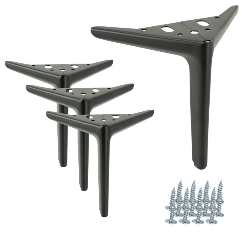 Zestaw nóżek meblowych B&B Kotwica Elegant czarny mat wysokość 18 cm 4 szt