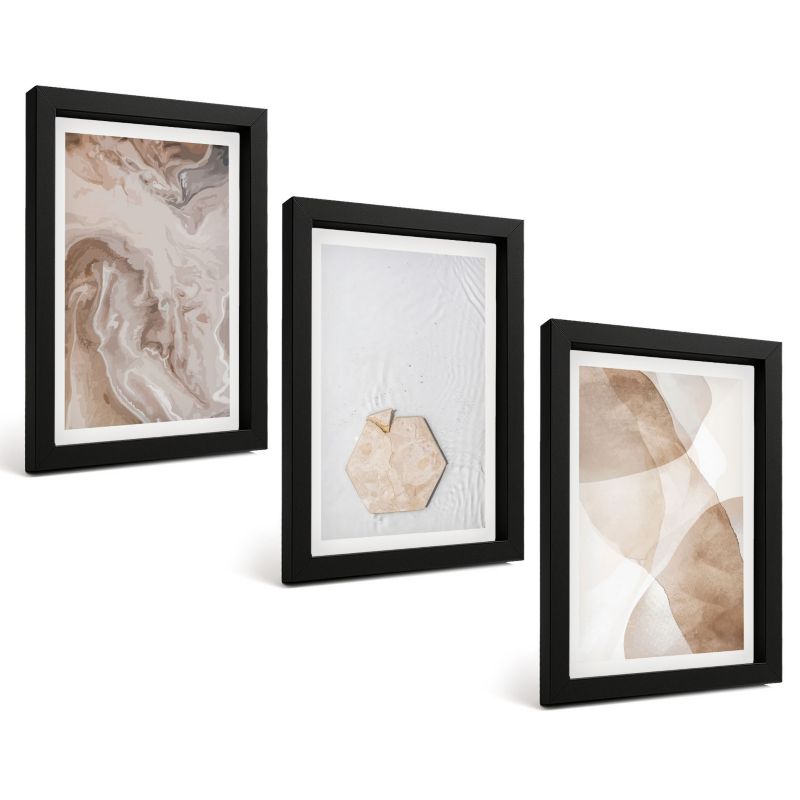 Zestaw Obrazów 3 Częściowy ArtPrintCave Czarne Ramki 20x30 cm Dekoracja ...