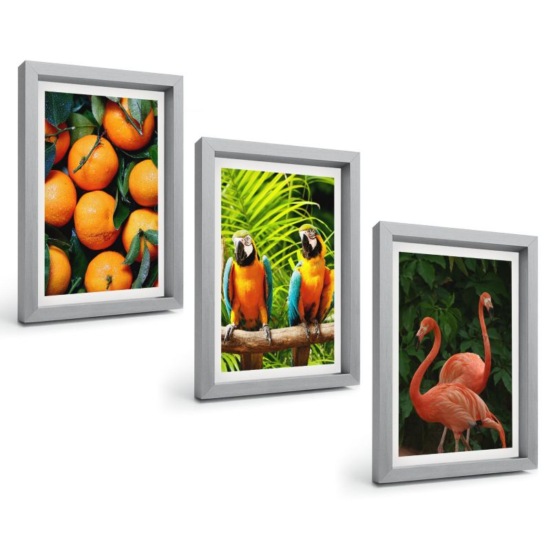 Zestaw Obrazów 3 Częściowy ArtPrintCave Srebrne Ramki 20x30 cm ...