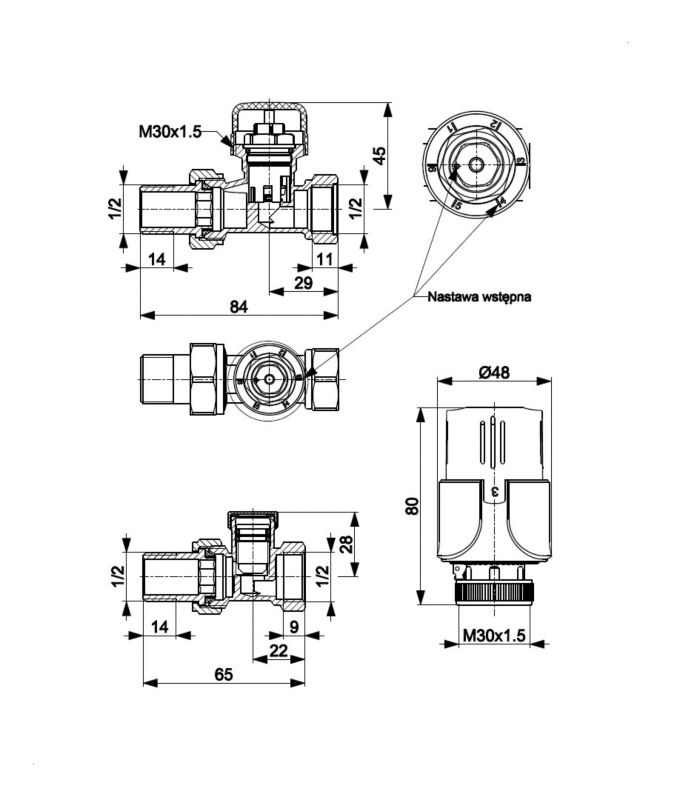 Zestaw termostatyczny Kfa Armatura prosty